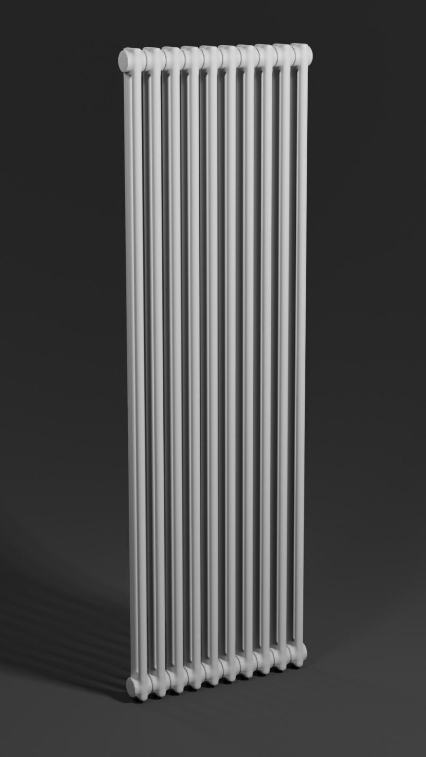 2 kolonnu vertikāls radiators 1800 x 470 mm, krāsa - balts